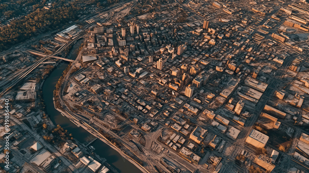 Technical aerial visual, 3D LiDAR GIS aerial map satellite scan model ...