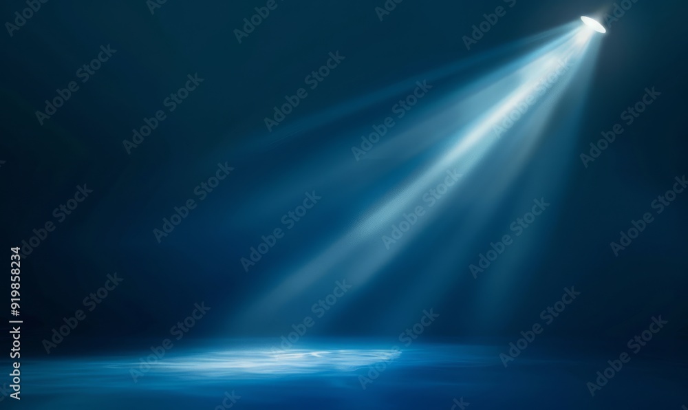 A spotlight shines from the upper right corner, illuminating a dark ...