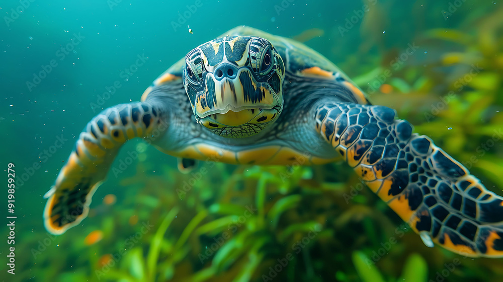 Olive Ridley Turtle swimming gracefully in the Amazon River its ...