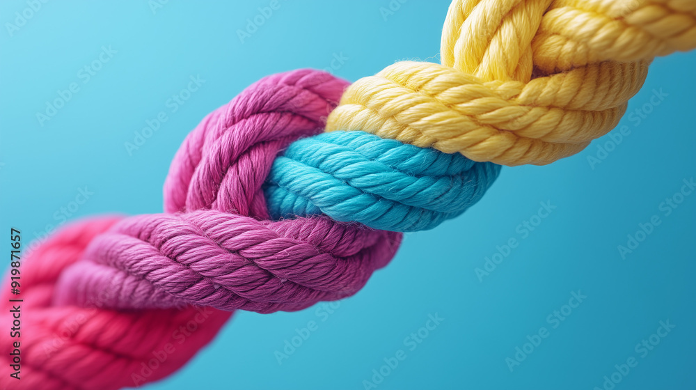 Team building and team strengthening concept symbolised with colorful ...