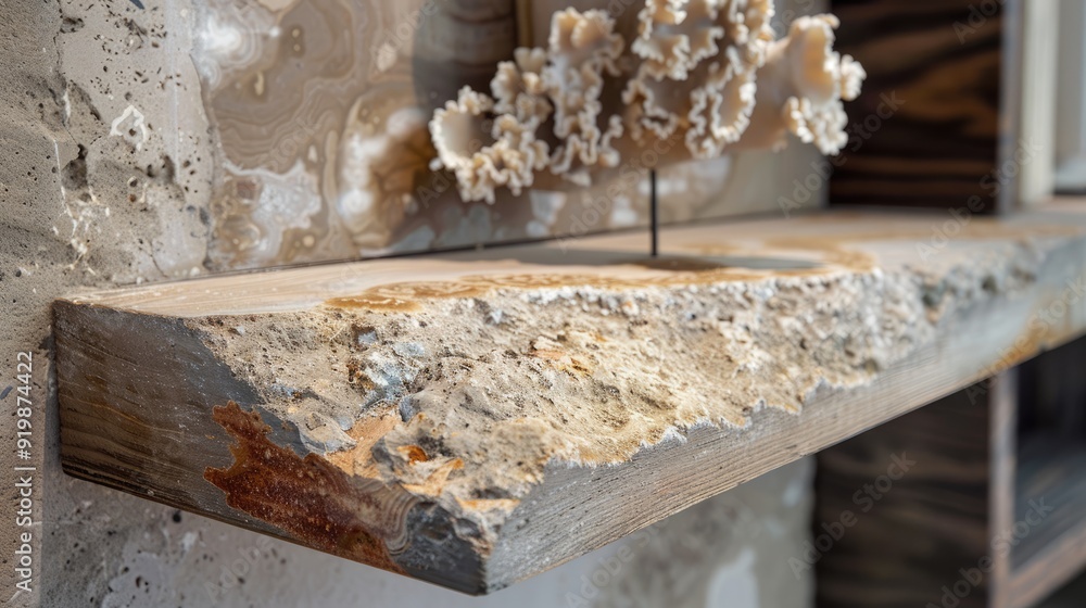 Product display with detailed natural stone ledge showing fungi ...
