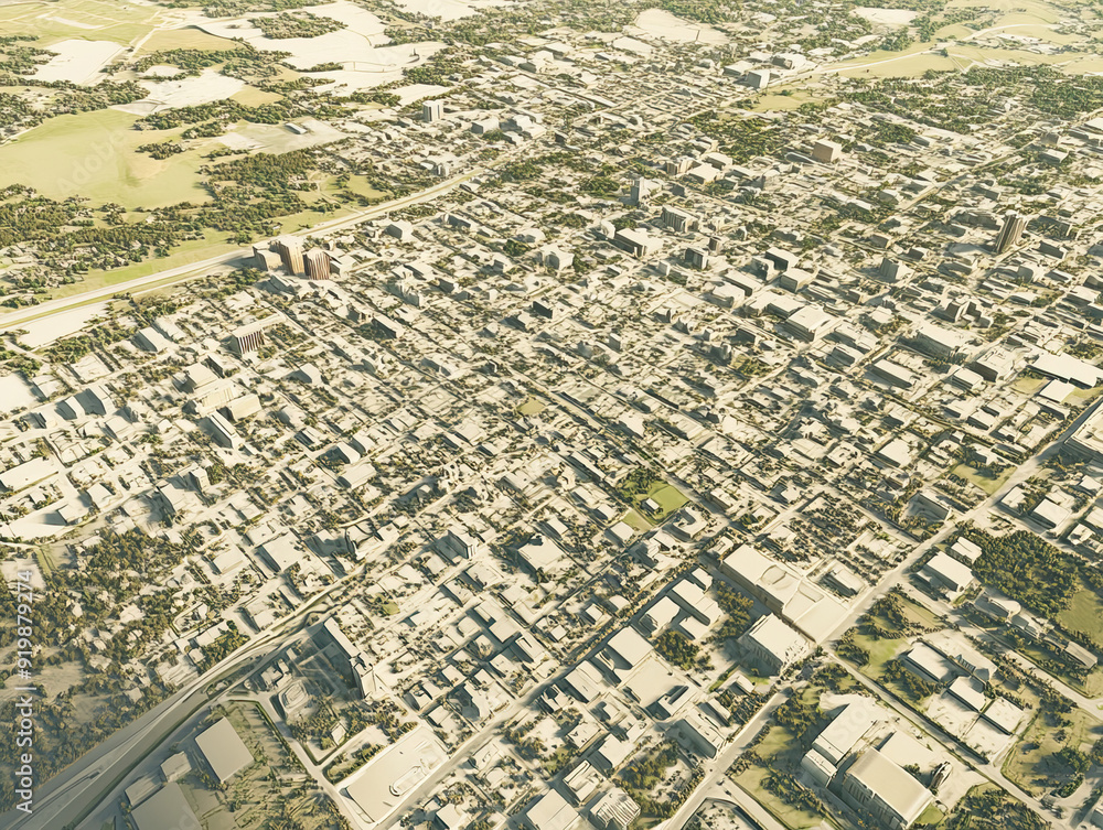 Technical aerial visual, 3D LiDAR GIS aerial map satellite scan model ...