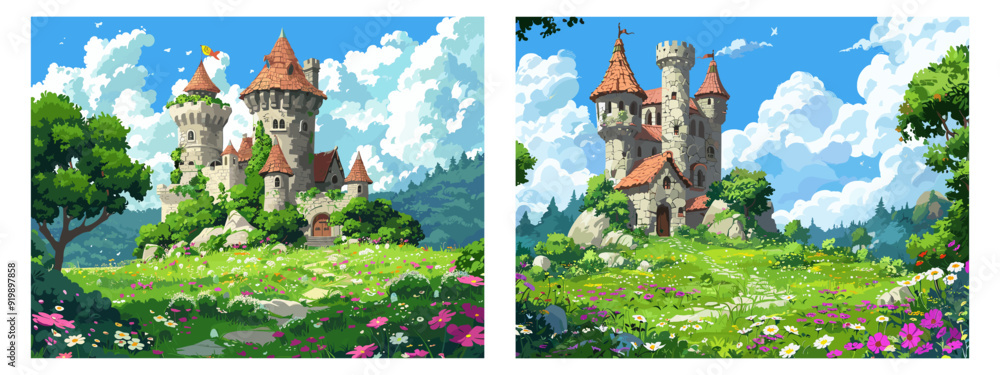 Medieval castles. History castle tower old fort fantasy architecture ...