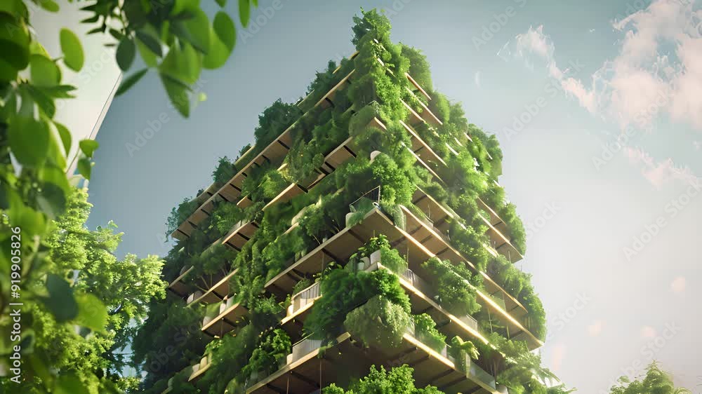 Explore an impressive green building featuring lush vertical gardens in ...