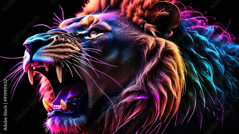 Roaring Aggressive Lion: High-Resolution Digital Desktop Wallpaper with ...