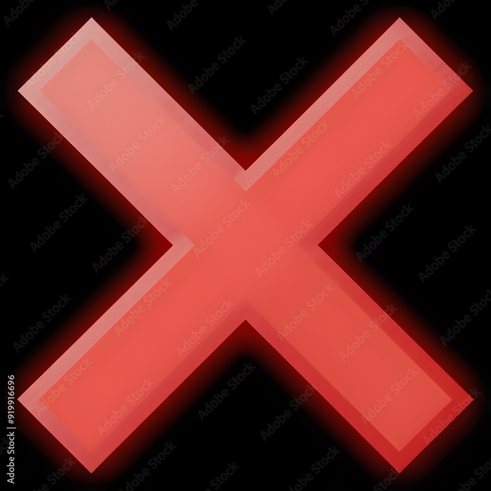 Glowing Red X of Denial: A vibrant, 3D rendered red X blazes against a ...