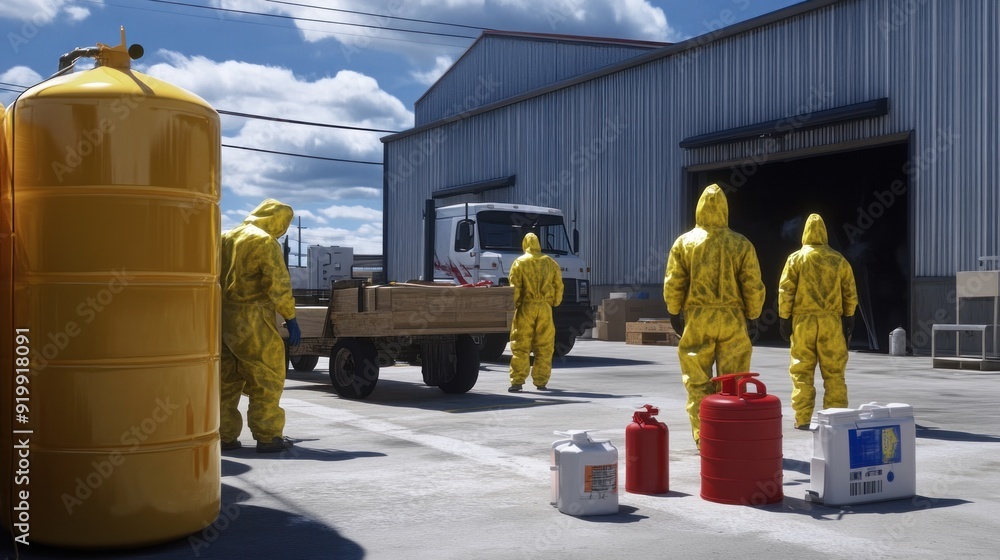 Generate a photo realistic image of workers training on handling ...