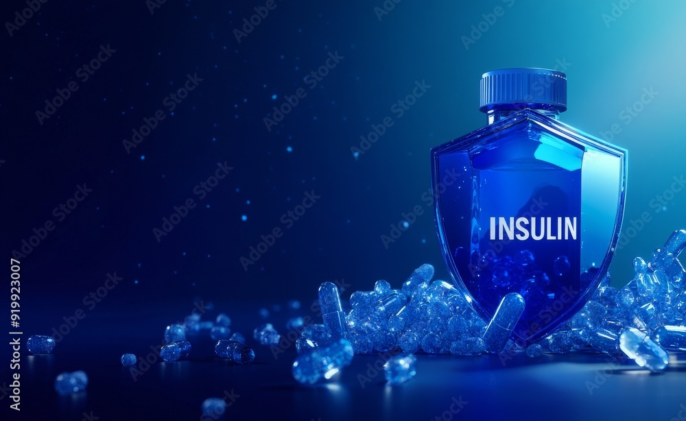 A battle with insulin with a futuristic blue guard shield and cross ...