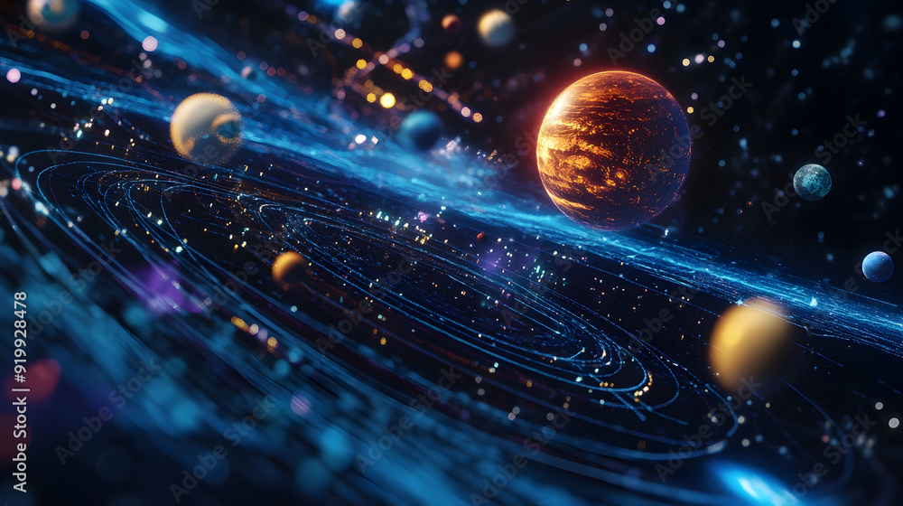 Holographic Display of Solar System - A digital render of a holographic ...