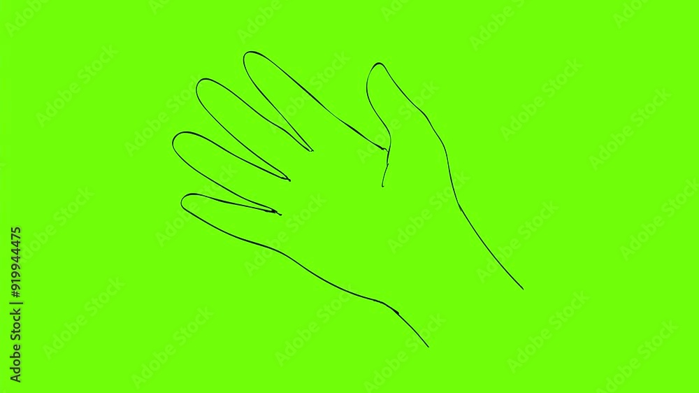 2D Animation motion graphics showing a drawing of an open hand ...