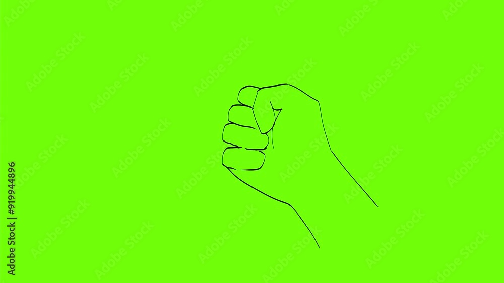 2D Animation motion graphics showing a drawing of an open hand ...