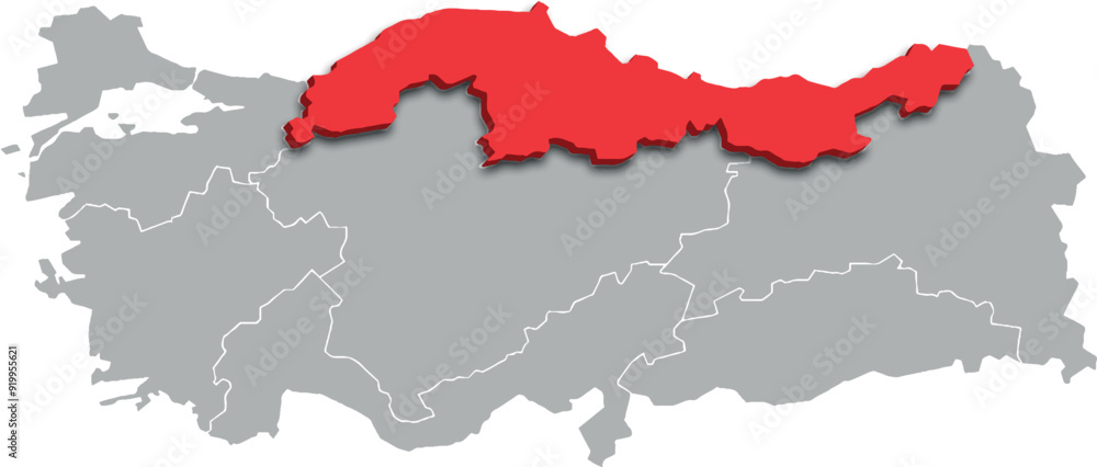 black sea region map ADMINISTRATIVE DIVISIONS of Türkiye 3d isometric ...