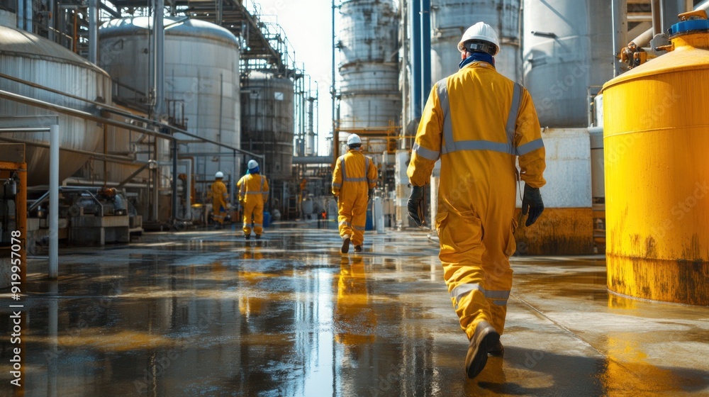 Generate A Photo Realistic Image Of Workers Training On Chemical