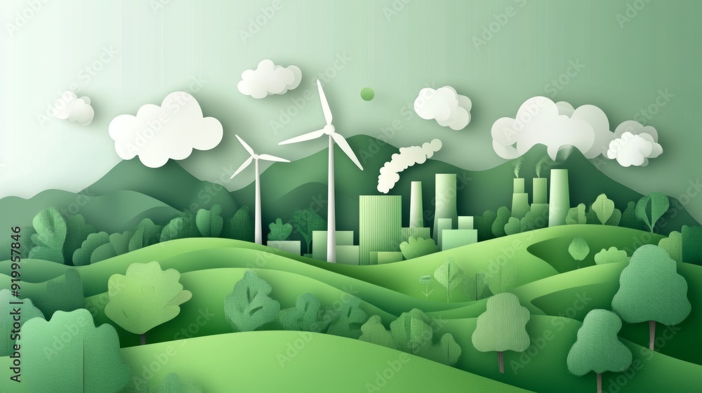 This infographic highlights green energy initiatives focusing on clean ...