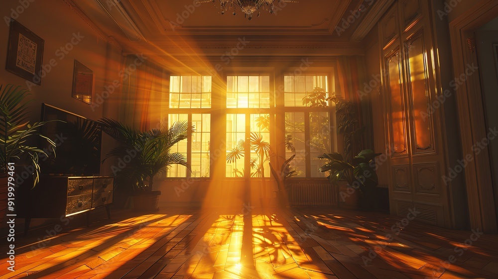 summer heatwave, intense summer heat filling the room as bright ...