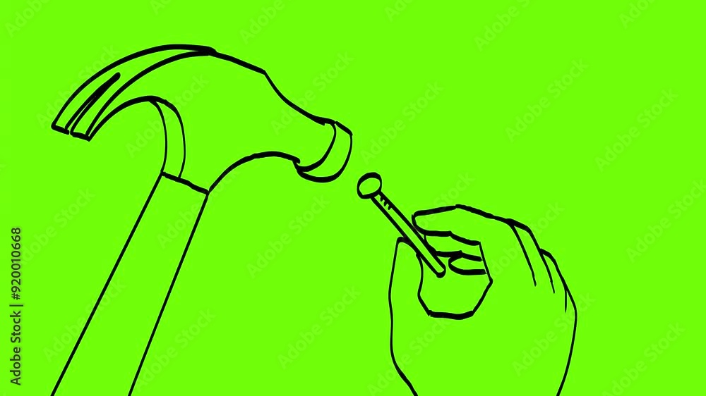 2D Animation motion graphics showing a drawing of a hammer hammering a ...