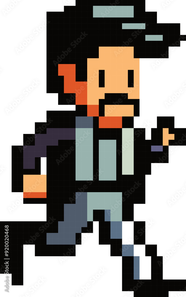 Pixelated Runner: A pixel art illustration of a determined character ...