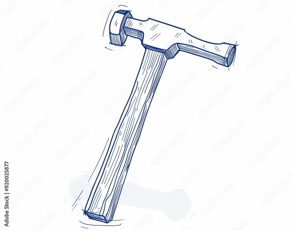 Hammer outline modern illustration. Editable strokes. Continuous one ...