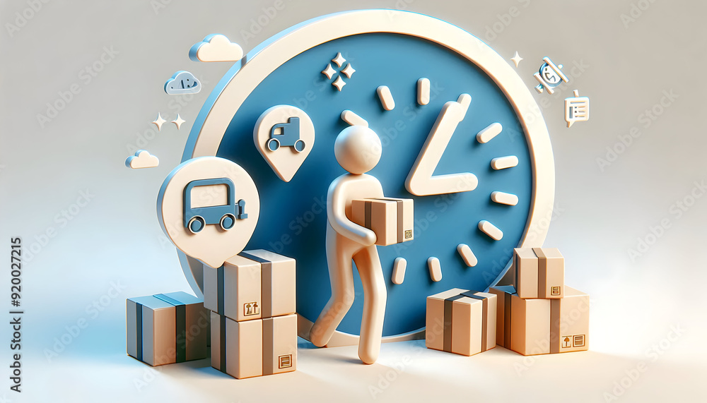 3D flat icon of person with packages symbolizing timely delivery ...