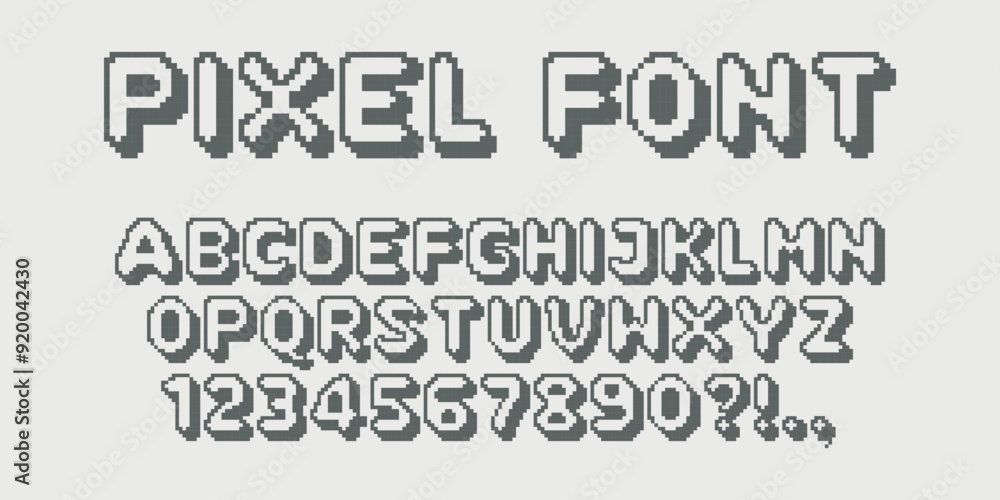 Retro Pixel game font. 8-bit symbols. Isolated Vector Letters And ...
