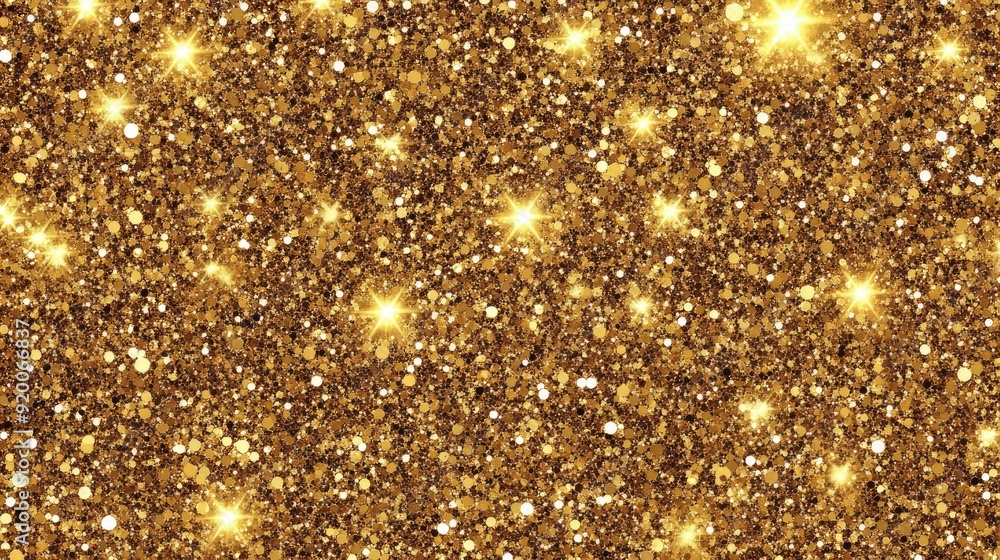Seamless gold glitter background with sparkling particles, adding a ...