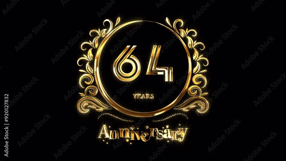 64th Anniversary Celebration. Happy 64 Years Anniversary Animation in ...