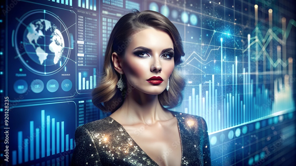 Supermodel as a data analyst: A glamorous supermodel surrounded by data ...