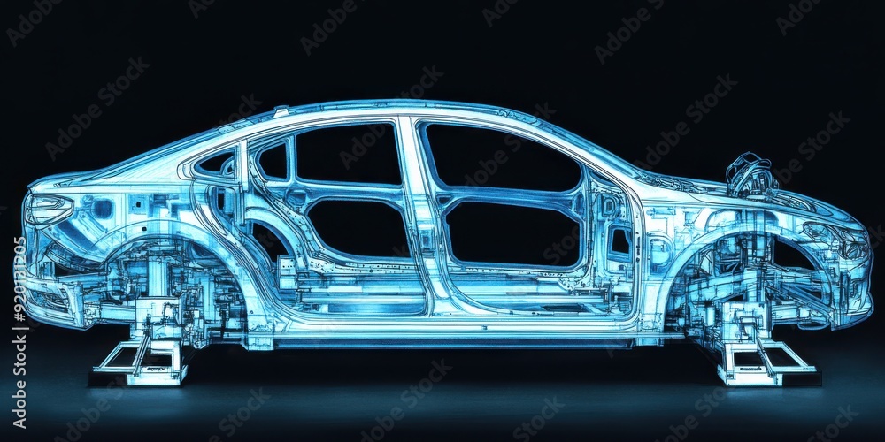High-Resolution CAD Model of Car Chassis Showing Intricate Structural ...