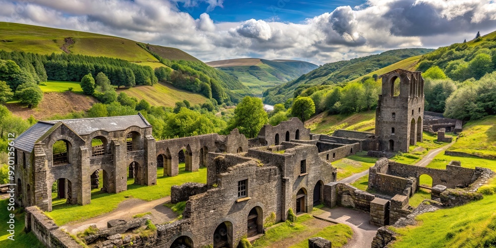 Ruins of 1790s Clydach Ironworks in South Wales Valleys , historic ...