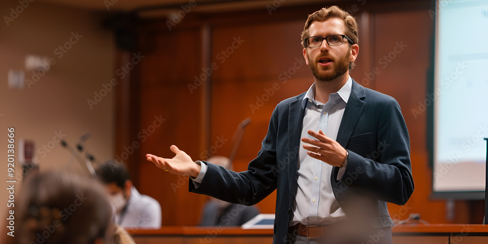 Lecturer Engaging Audience in Classroom, Academic Presentation and ...
