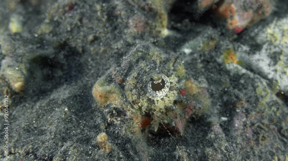 Close-up of a fish's eye. Reef Stonefish (Synanceia verrucosa) 40 cm ...
