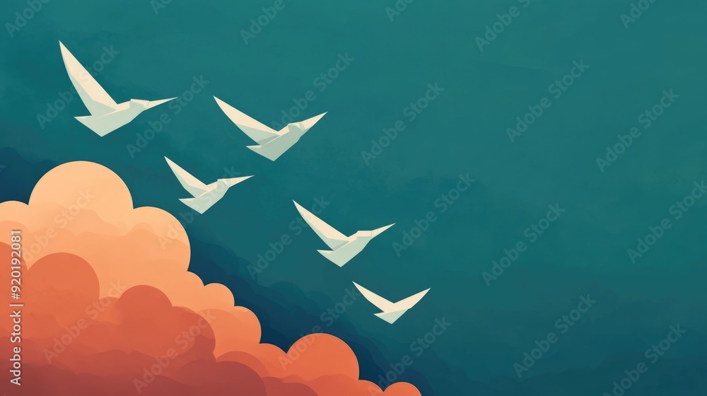 Skywriting Messaging in Flat Design with Blue Sky Background Creative ...