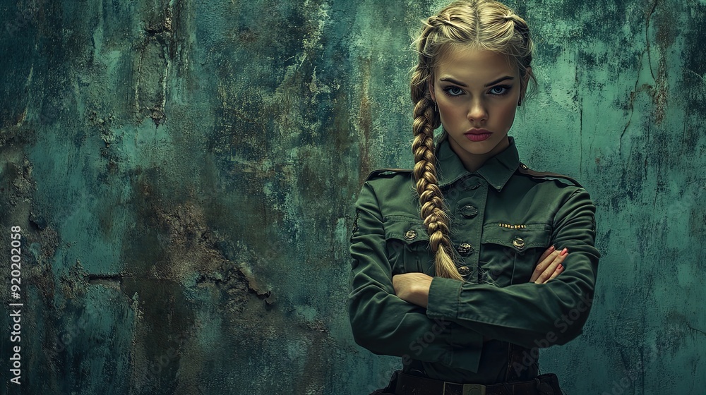 Defiant Strength: A Bold Female Soldier in Military Attire - Perfect ...