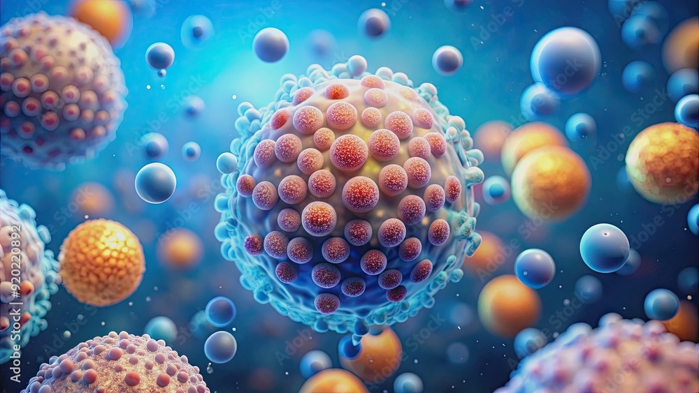 rendering of a single cell shrinking and filling up with substances ...