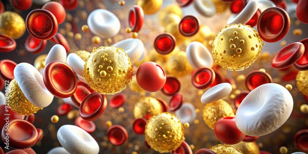 Microscopic view of platelet-rich plasma with red and white blood cells ...