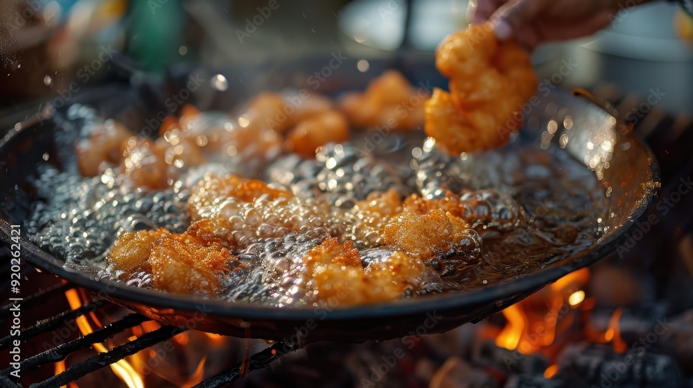 Frying: Cooking food in hot oil or fat to create a crispy exterior ...