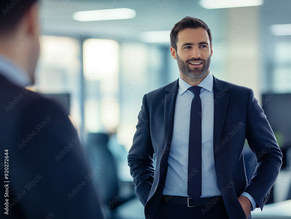 Confident businessman in a modern office environment, representing ...