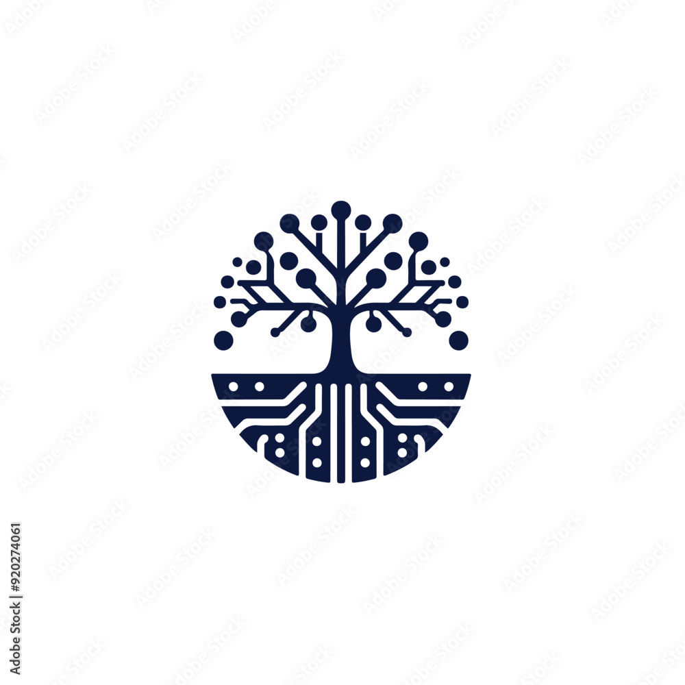 tech tree logo vector, tech tree electrical circuit digital logo, tree ...
