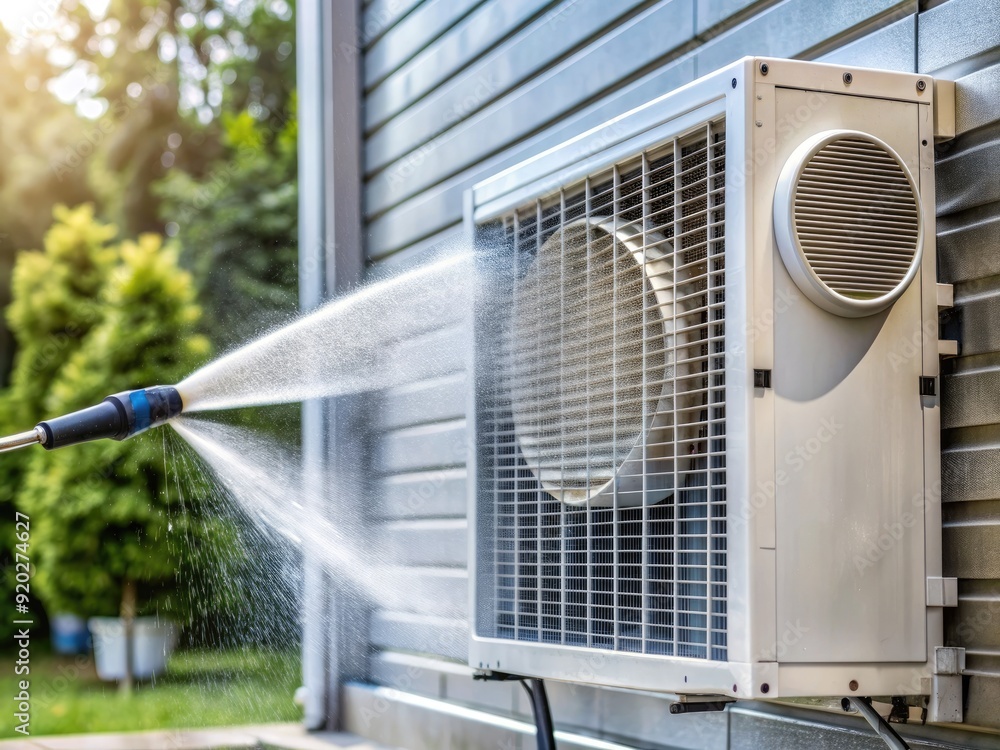 High-pressure water spray lance and air conditioning unit exterior ...