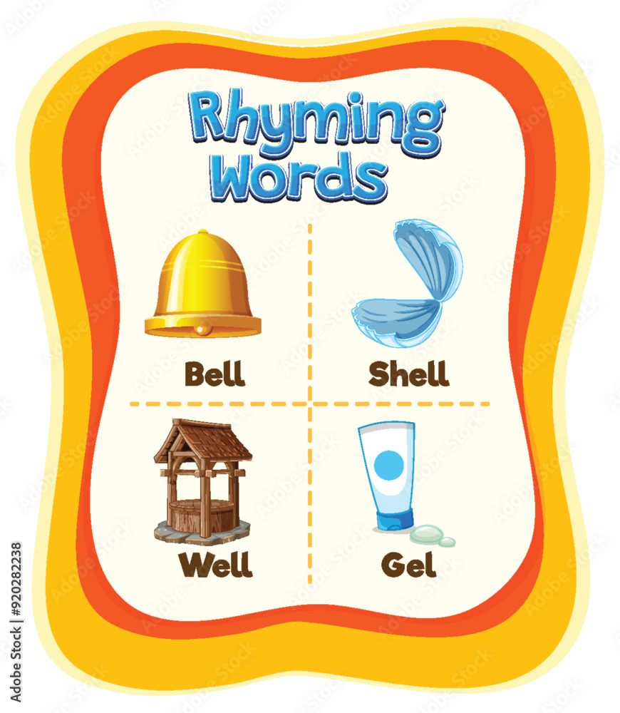 Rhyming Words Educational Poster Stock Vector | Adobe Stock