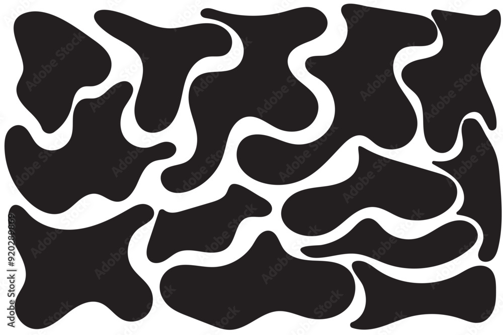 Abstract liquid shapes. Organic flat blobs. Irregular fluid bubbles ...