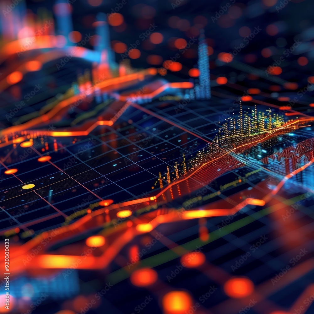 Financial forecast chart analyzing. Graph reflects data behavior over ...