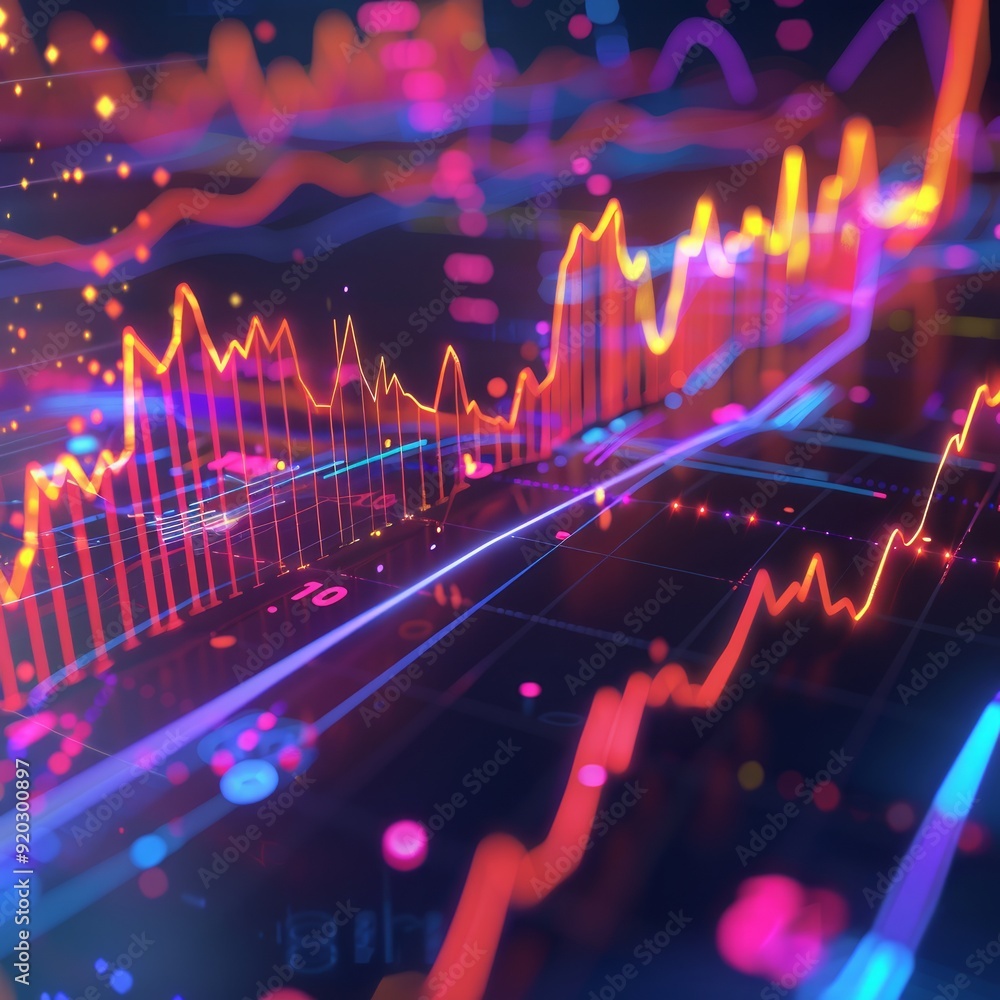 Financial forecast chart analyzing. Graph reflects data behavior over ...