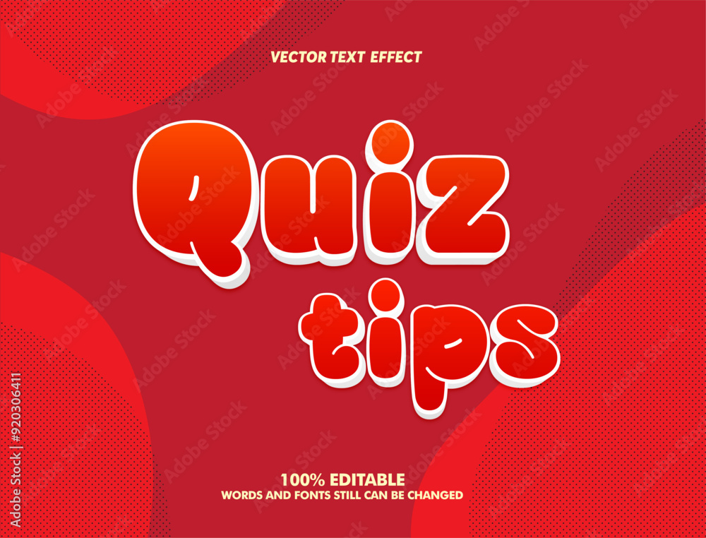 Editable text effect - Quiz Time and Quiz Tips 3d cartoon template ...