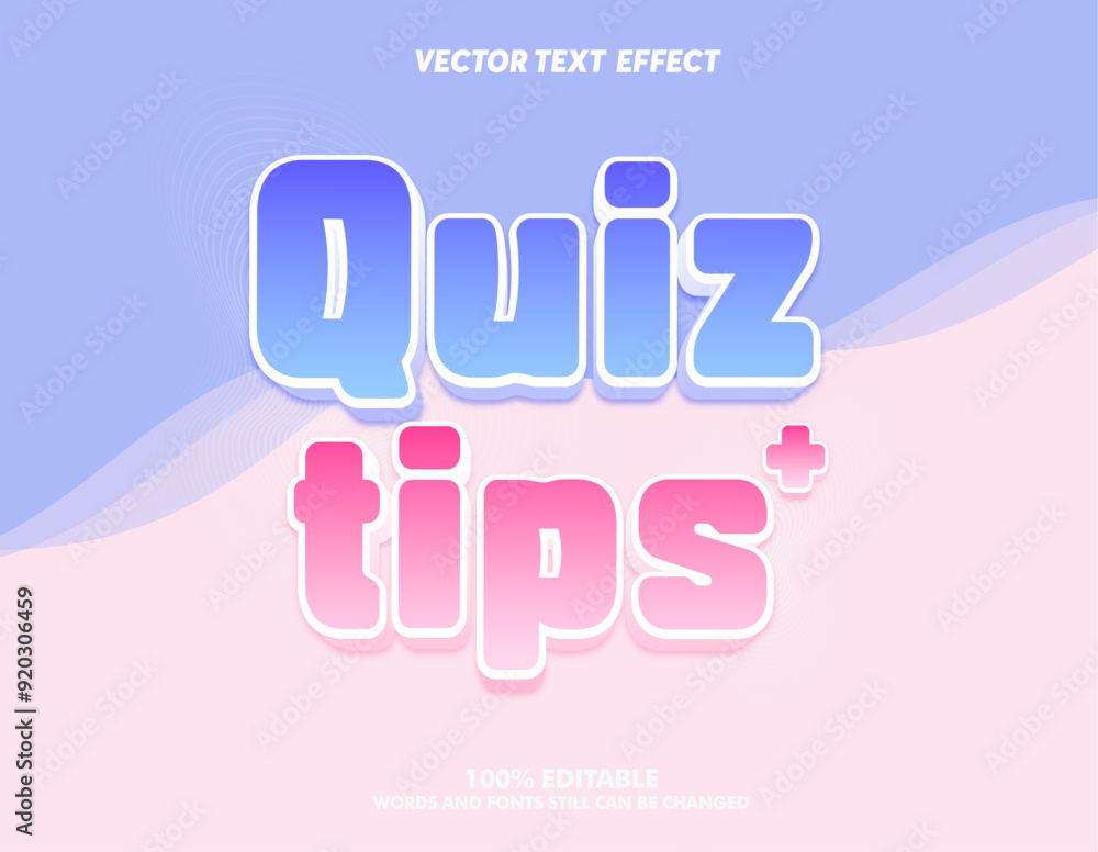 Editable text effect - Quiz Time and Quiz Tips 3d cartoon template ...