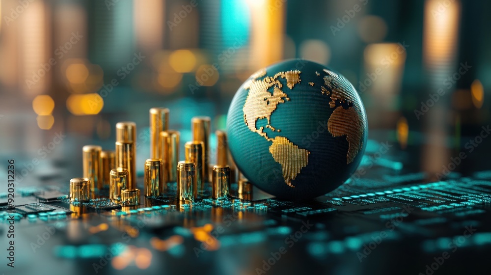 High graphic 3D animation showing the effects of a recession on a ...