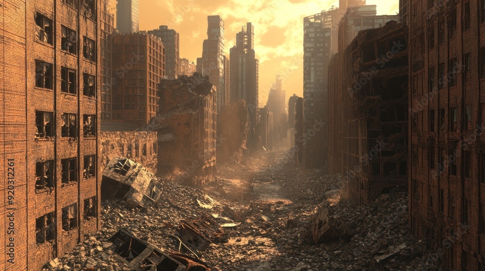 High graphic 3D animation illustrating the economic downturn through a ...