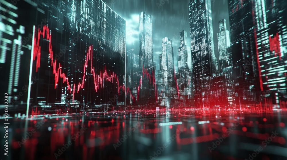 High-resolution 3D animation depicting an economic recession with ...