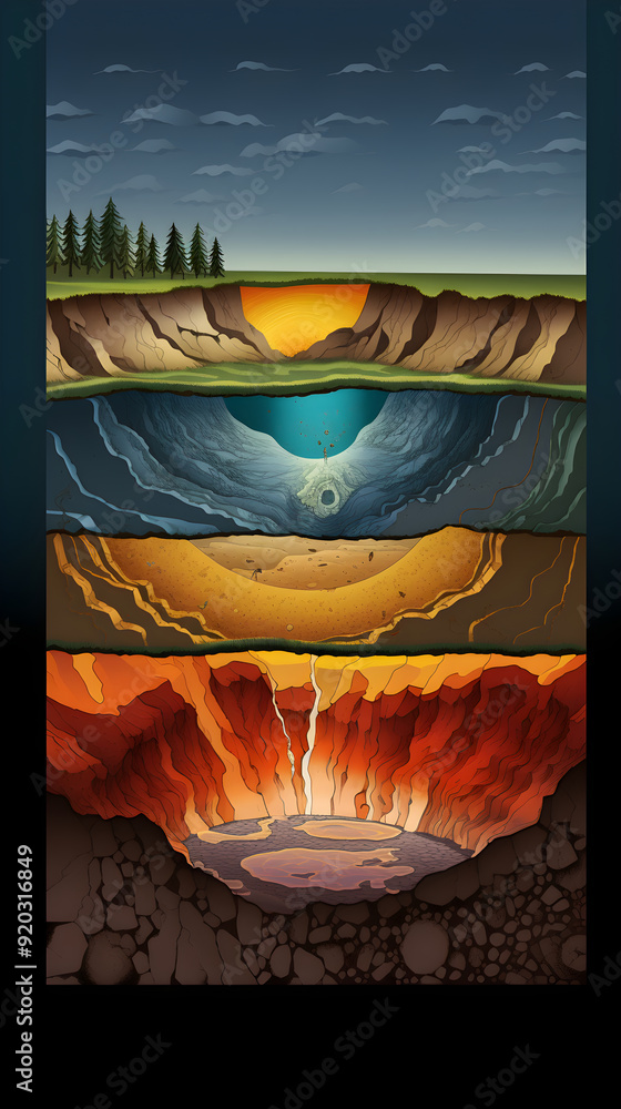Vivid Illustration of Earth's Geological Layers: From Crust to Inner ...