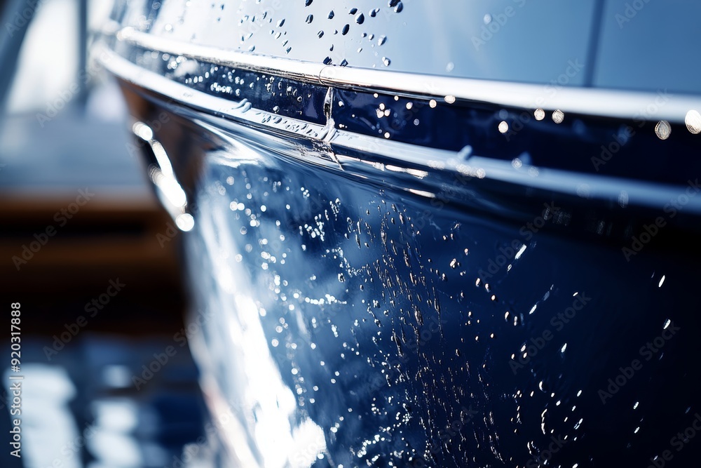 Portrait of a boat hull designed for aerodynamic water flow, High ...